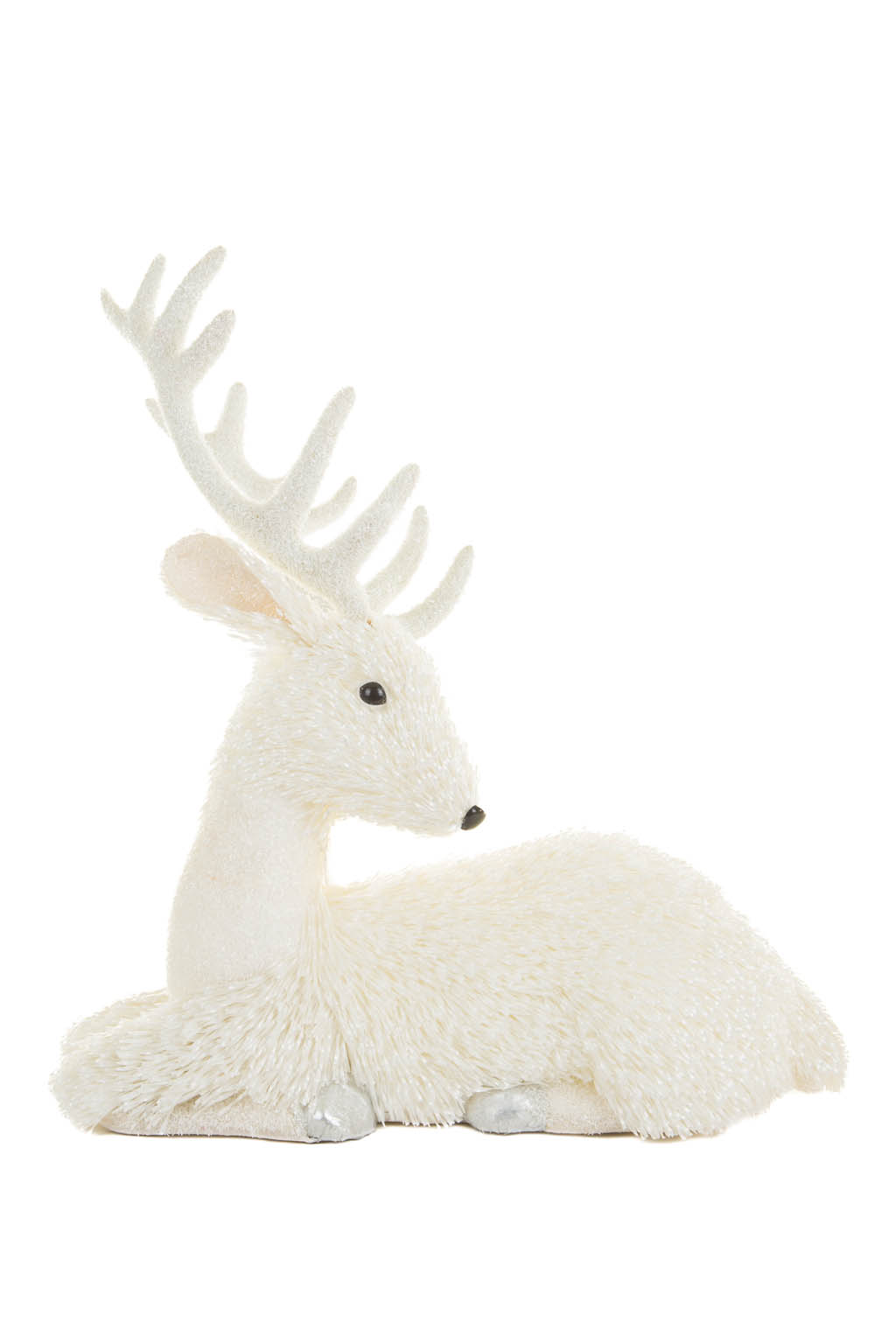 Sitting White Curious Reindeer with Silver Hooves | Starlight Collection