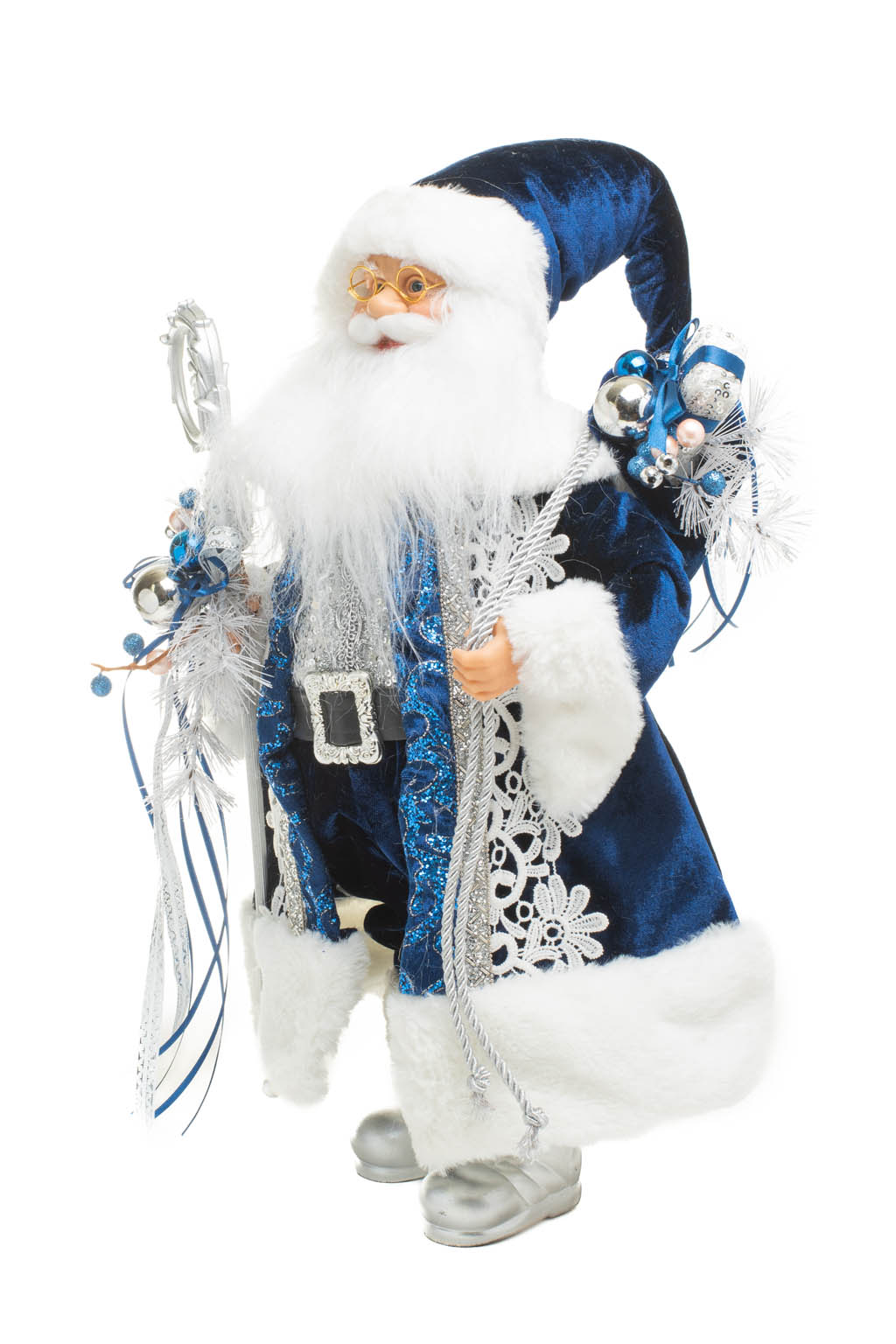 Blue and White Nordic Santa holding a Scepter and Gift Bag | Starlight ...
