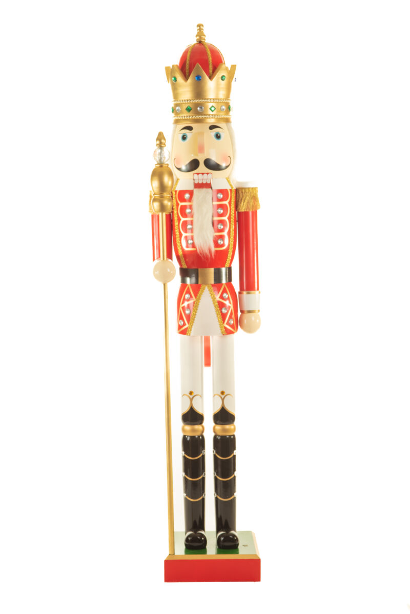Life-Size Red and White Wooden Majestic Nutcracker with a Bejeweled ...