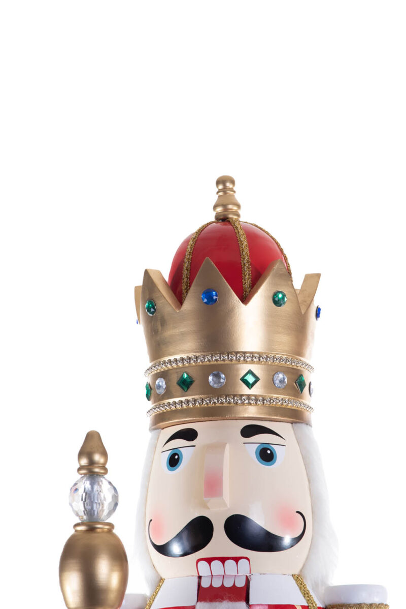 Life-Size Red and White Wooden Majestic Nutcracker with a Bejeweled ...