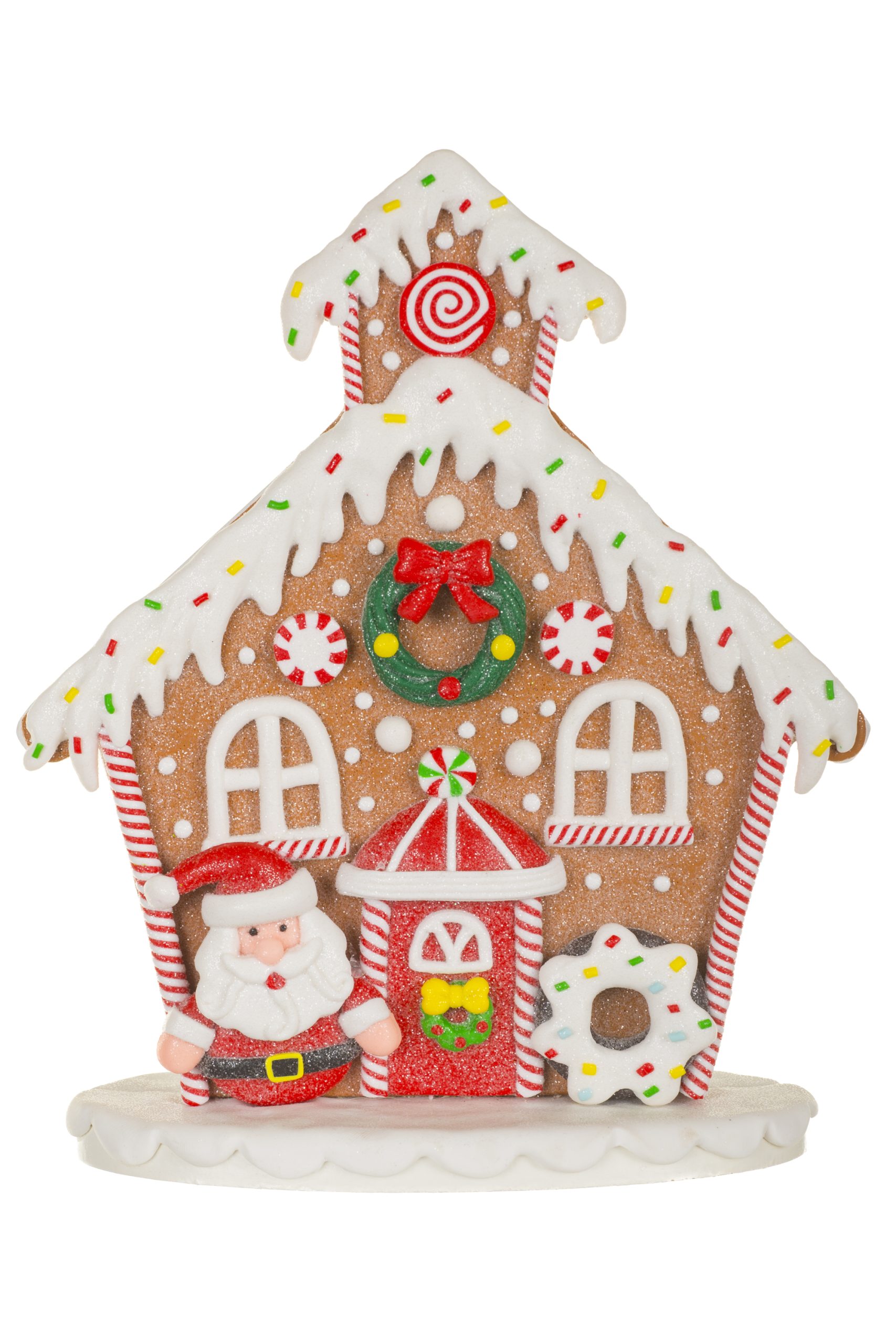 Brown Gingerbread House With Santa | Starlight Collection