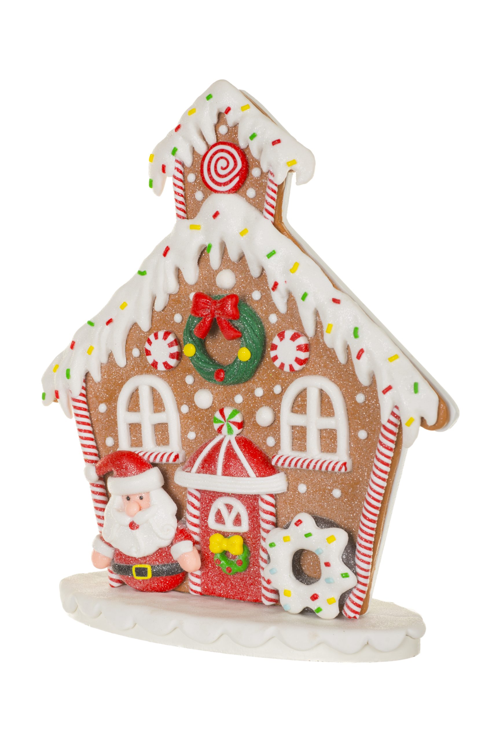 Brown Gingerbread House With Santa | Starlight Collection