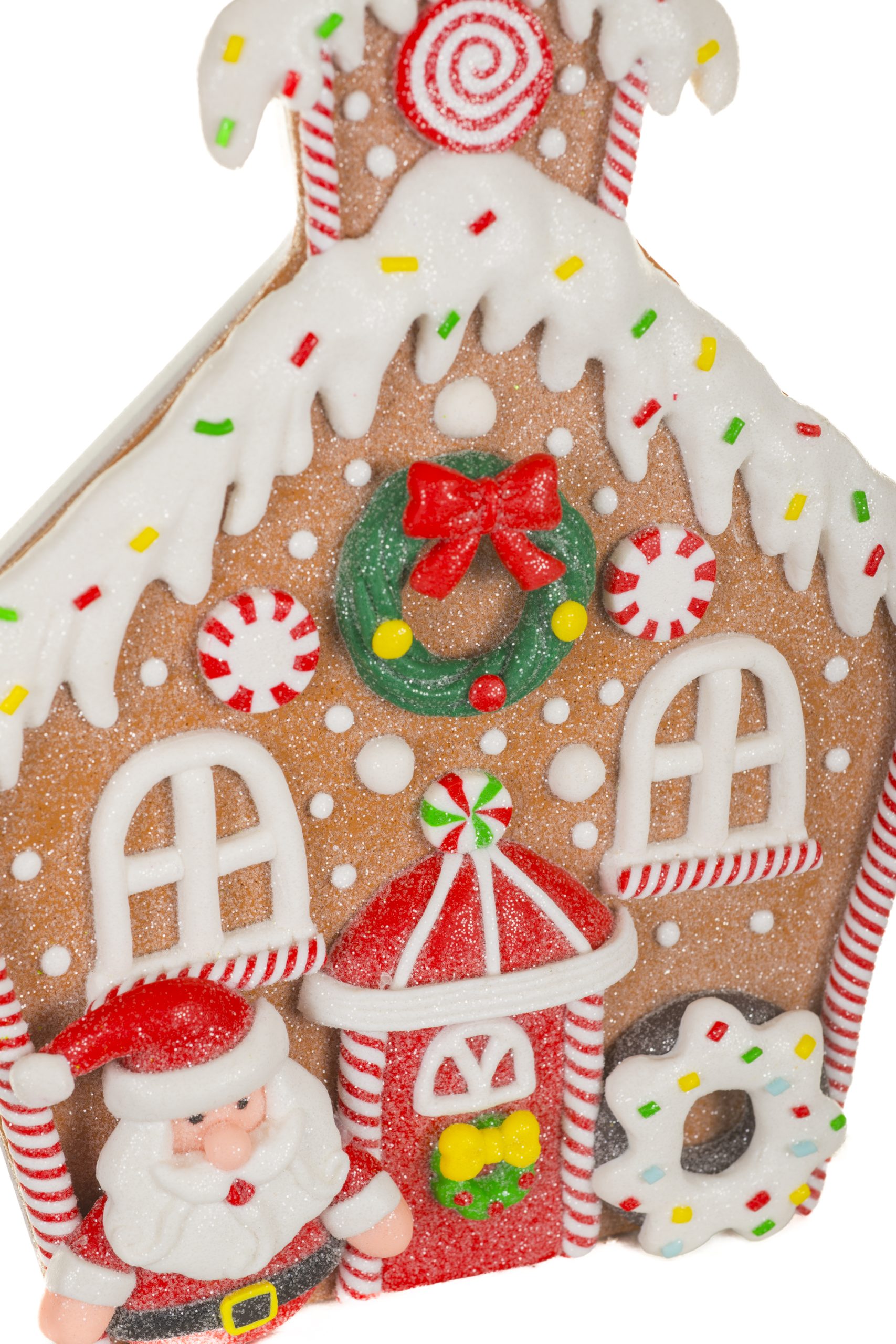 Brown Gingerbread House With Santa | Starlight Collection